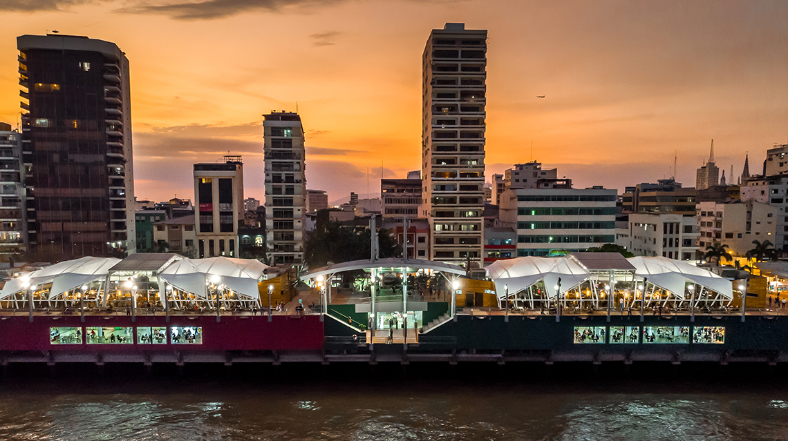 Marlon ST brings daylight to Mercado del Rio market in Guayaquil, Ecuador