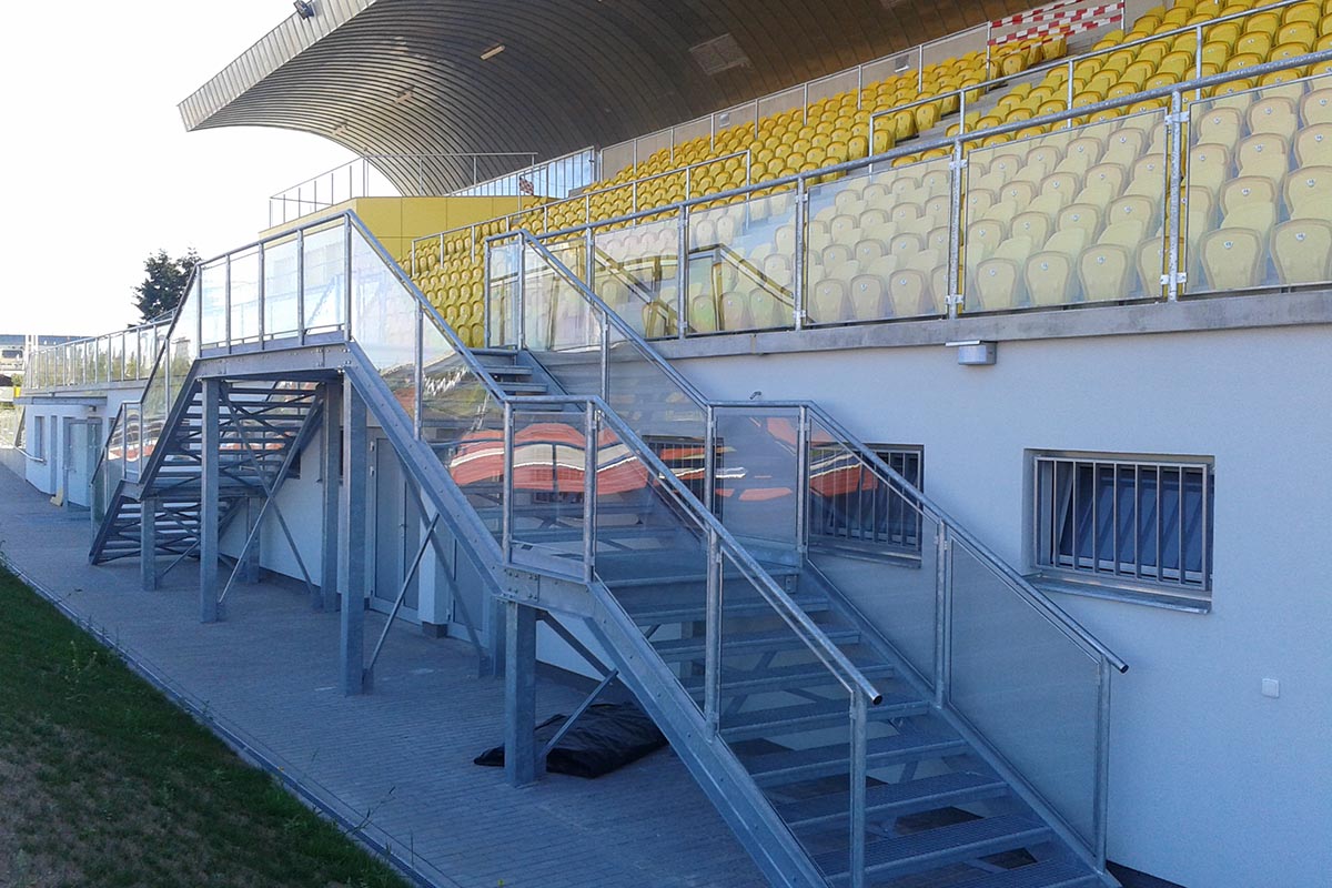 UV resistant polycarbonate used for balustrades and guards at stadium